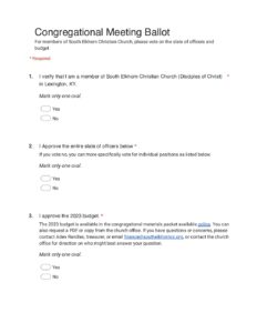 2022 Congregational Meeting Ballot | South Elkhorn Christian Church