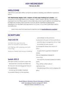 Ash Wednesday Prayer & Reflection Guide 2023 | South Elkhorn Christian ...