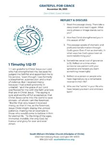 Grateful for Grace – Reflection Guide | South Elkhorn Christian Church