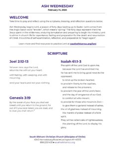 Ash Wednesday Prayer & Reflection Guide 2024 | South Elkhorn Christian ...